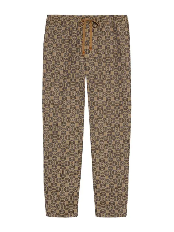 Gucci Horsebit Jacquard Canvas Track Bottoms - Tan