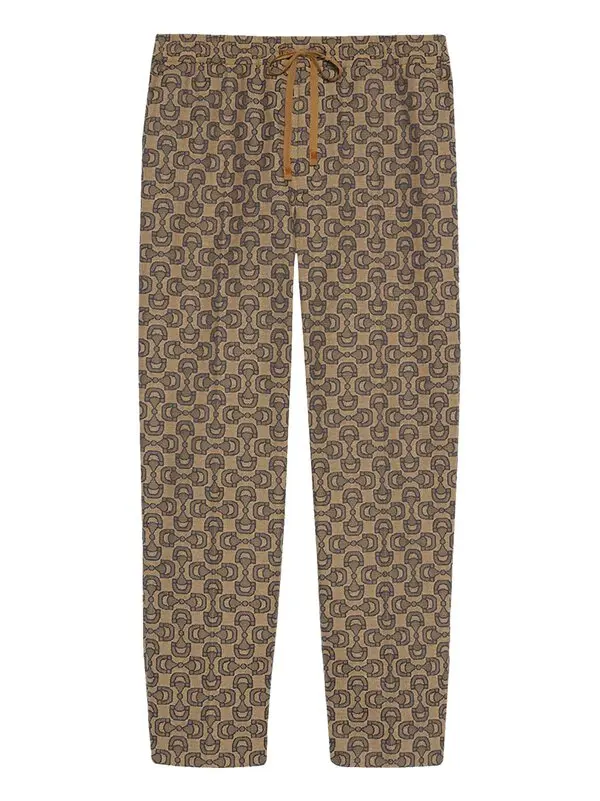 Gucci Horsebit Jacquard Canvas Track Bottoms - Tan