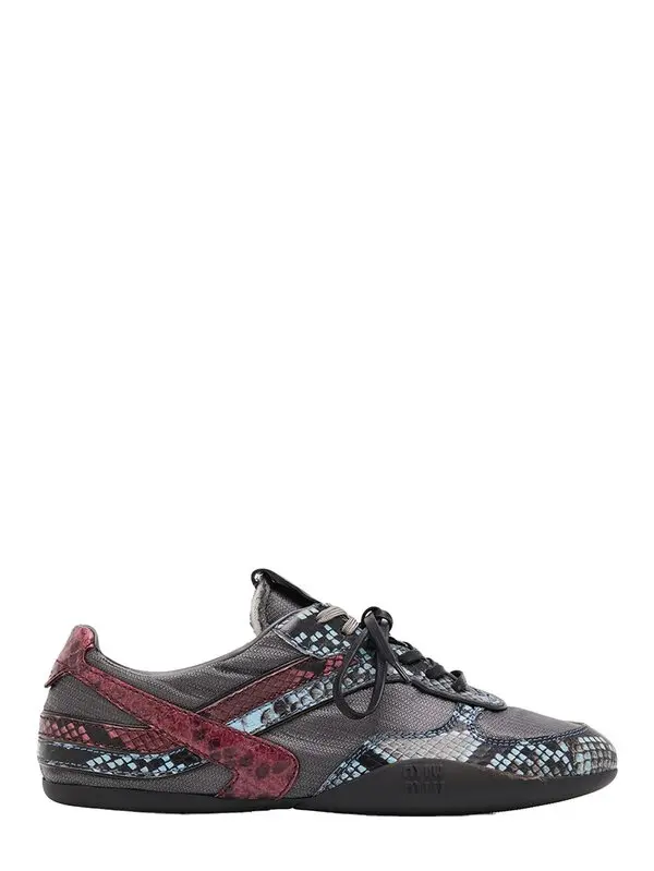 Miu Miu Gymnasium Technical Fabric And Python Low-top Sneakers - Blue Pattern