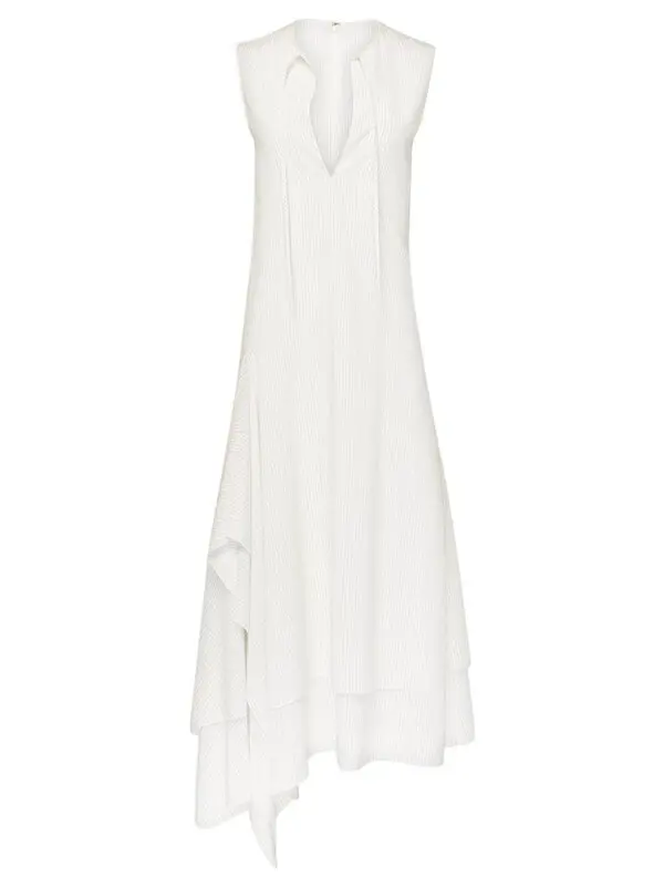 JW Anderson Striped Double Layer Sleeveless Dress - Off White/grey