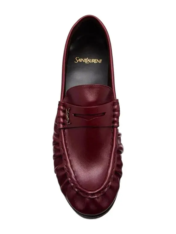 Saint Laurent Leather Penny Loafers - Bordeaux
