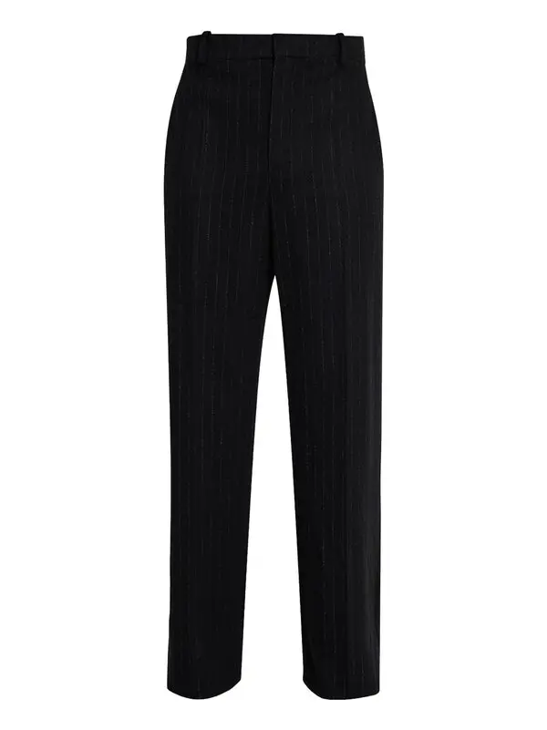 Saint Laurent Wool And Cashmere Pinstripe Straight-leg Pants - Nero-natur