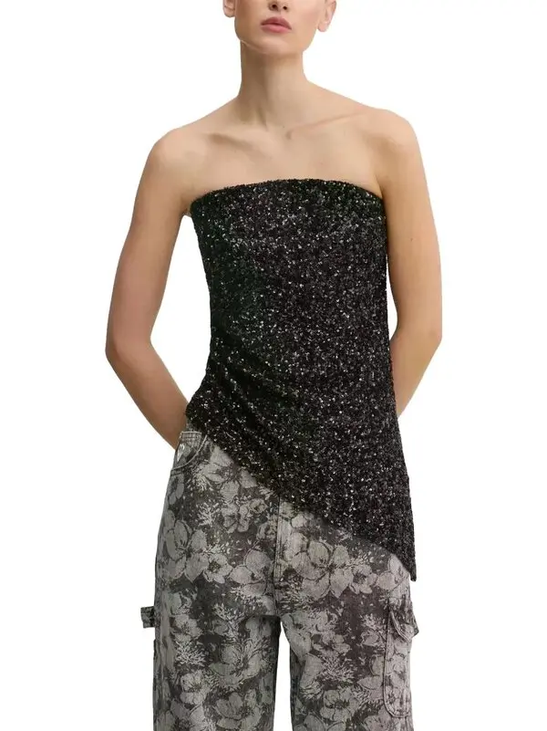 ANIYE BY Sequin-embellished Asymmetric Top - Black