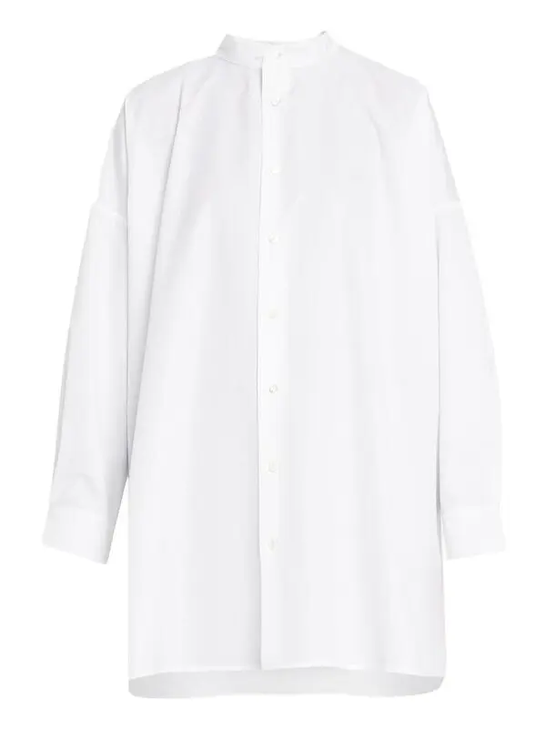 Eskandar Wide A-line Collarless Shirt - White