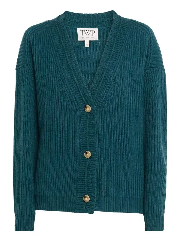 TWP Ribbed Cashmere Cardigan - Pine Grove