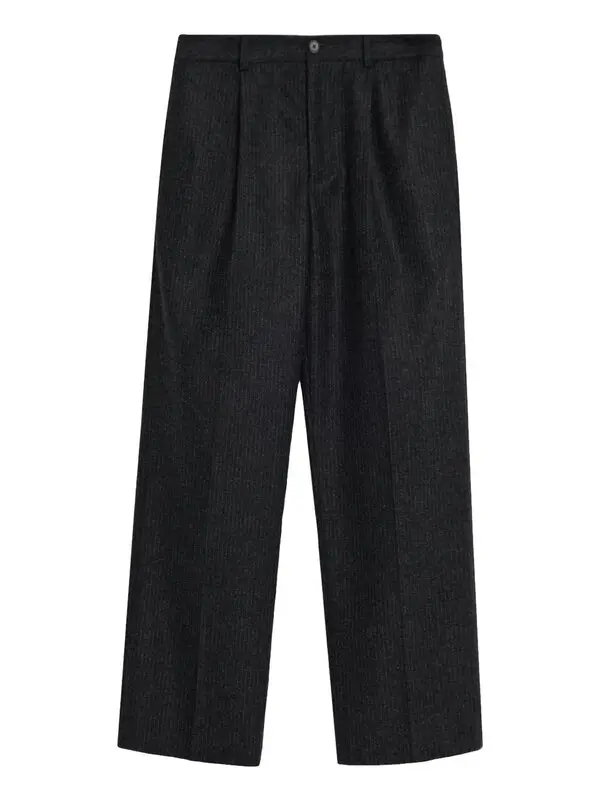 FRAME Pinstripe Wide Leg Trousers - Dark Grey