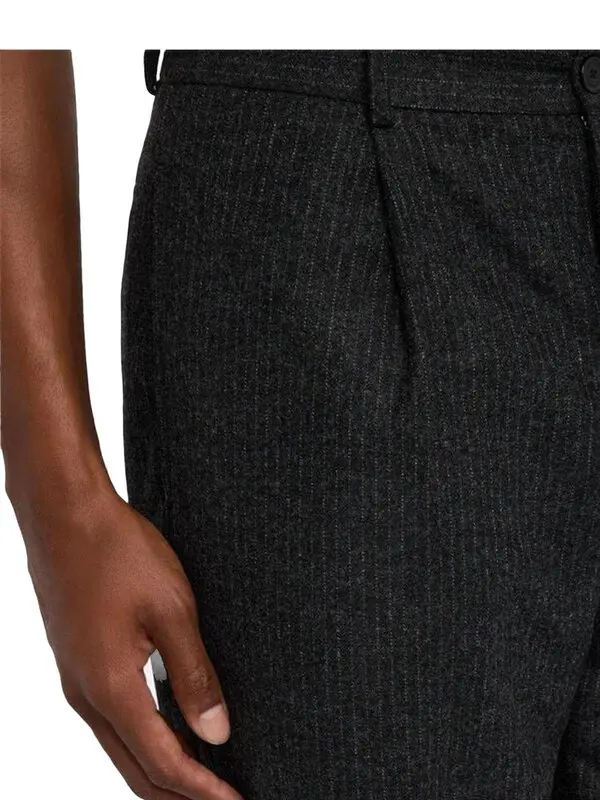 FRAME Pinstripe Wide Leg Trousers - Dark Grey
