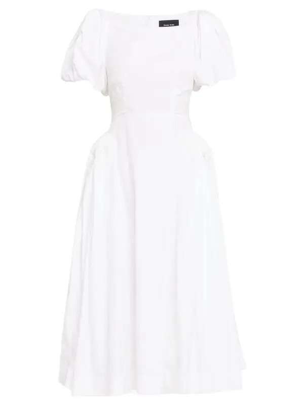Simone Rocha Bow Puff-sleeve Fit-&-flare Midi Dress - White