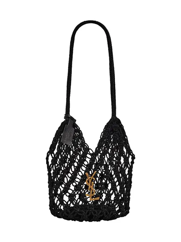 Saint Laurent Small Crochet Shopper Tote Bag - Noir