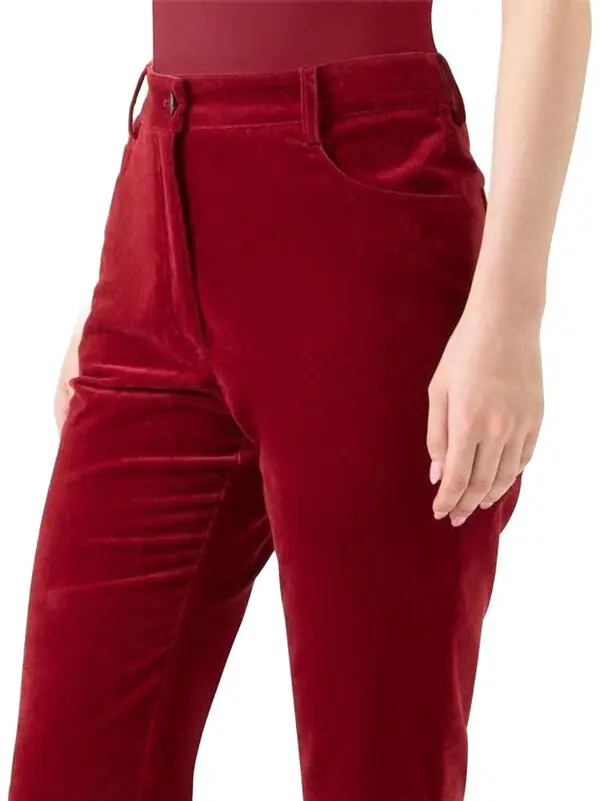 Akris Cali Cropped Bootcut Velvet Pants - Cranberry
