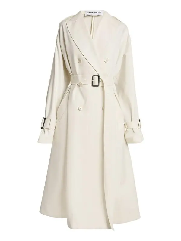 Givenchy Cocoon Shoulder Double-breasted Belted Trench Coat - Ivory