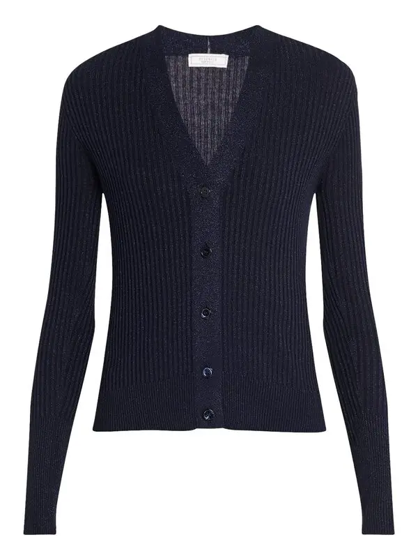 Peserico Button-down Rib Knit Cardigan - Navy