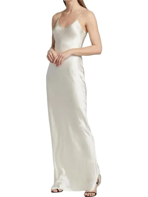 NILI LOTAN Silk Satin Slip Gown - Ivory