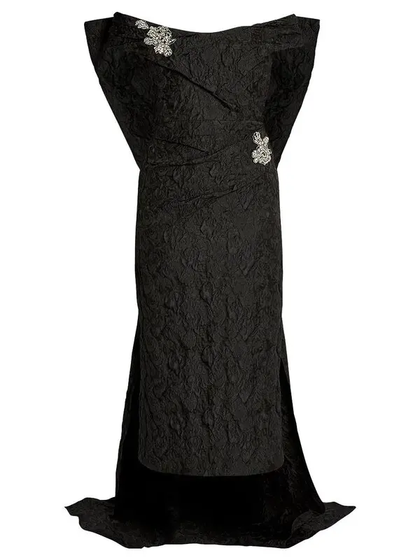 Erdem Crystal Embellished Off-the-shoulder Midi Dress - Black