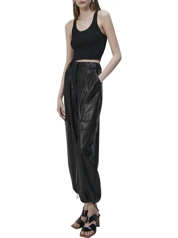 Simkhai Vegan Leather Cargo Pants - Black