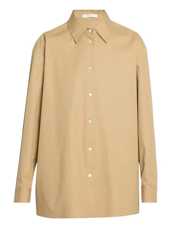 THE ROW Tansy Cotton-cashmere Button-down Shirt - Beige