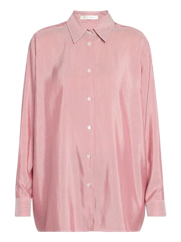 THE ROW Tansy Striped Silk Shirt - Light Red White