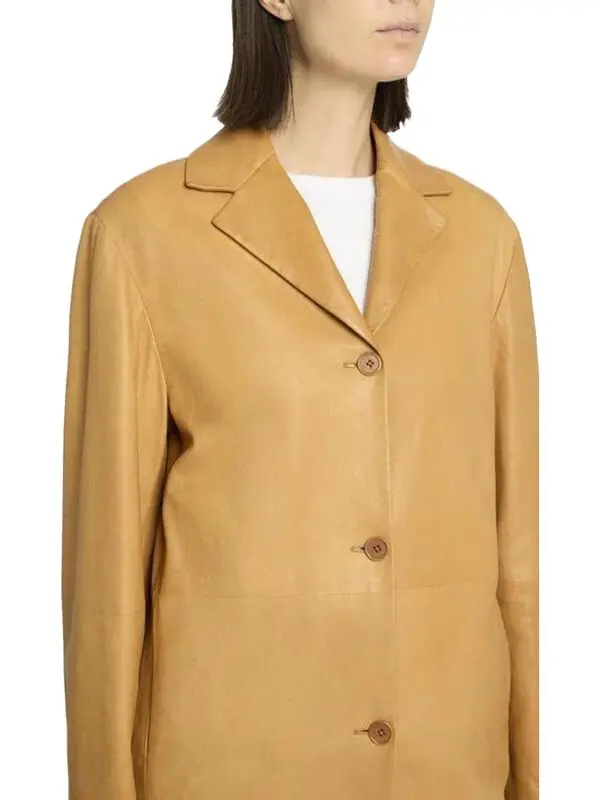 THE ROW Fabian Single-breasted Leather Jacket - Brown