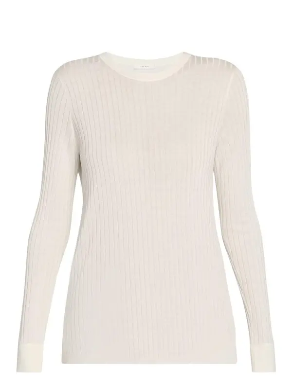 THE ROW Keya Ribbed Long-sleeve Top - Ecru