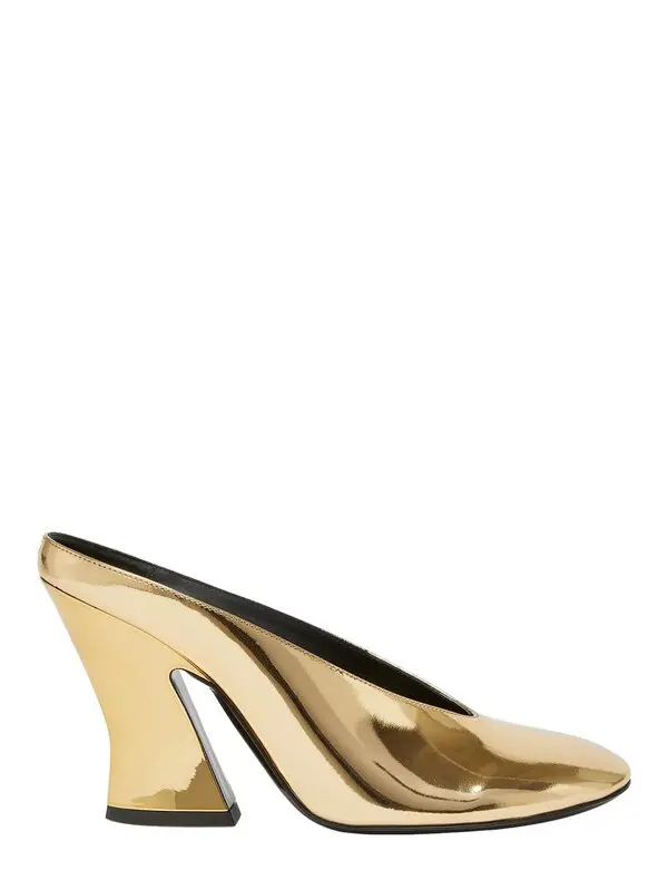 Givenchy Metallic Leather Sculpted Block-heel Mules - Golden