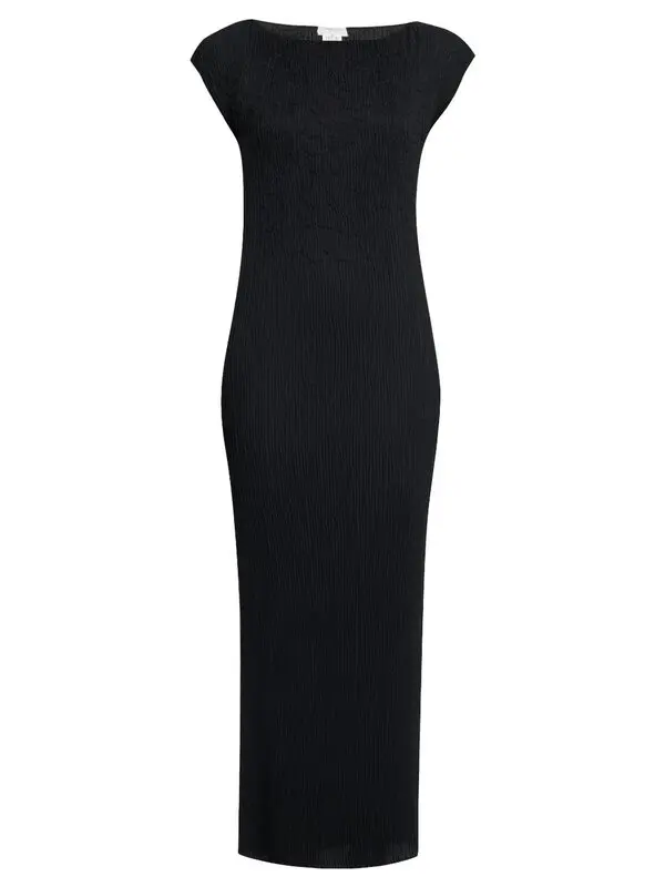 Lafayette 148 New York Embroidered Plisse Maxi Dress - Black