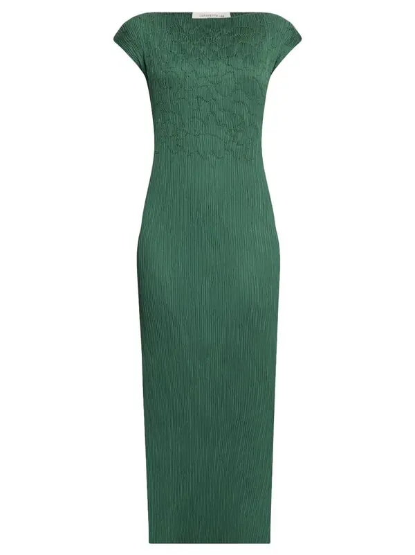 Lafayette 148 New York Embroidered Plisse Maxi Dress - Moss