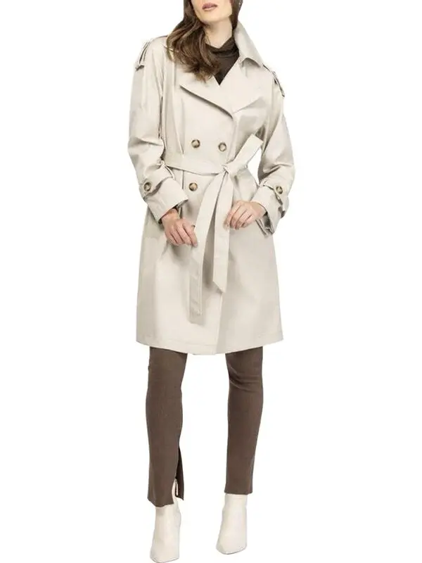 Gorski Lightweight Belted Double-breasted Trench Coat - Camel
