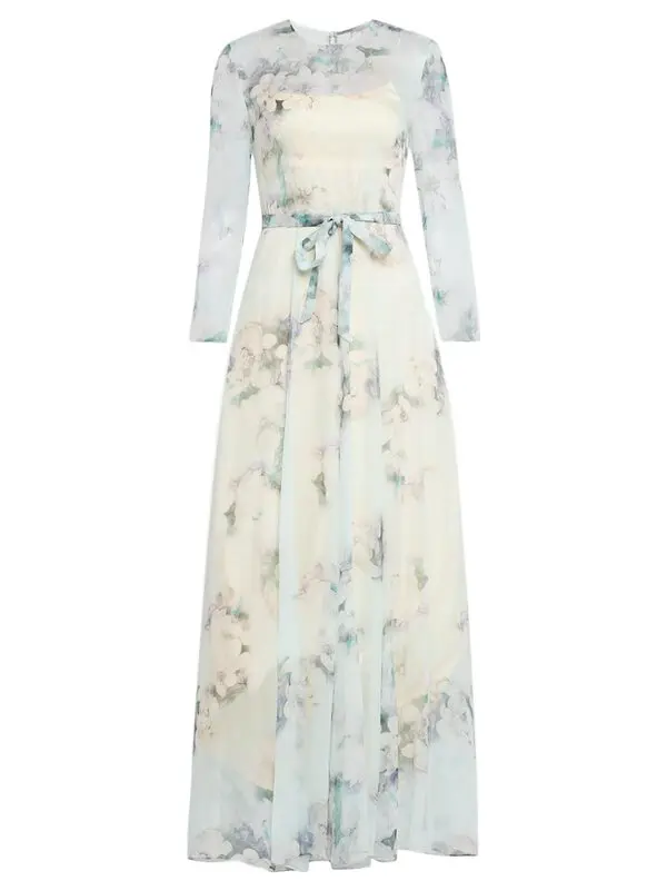 Alberta Ferretti Floral-print Chiffon Maxi Dress - Multi Ice