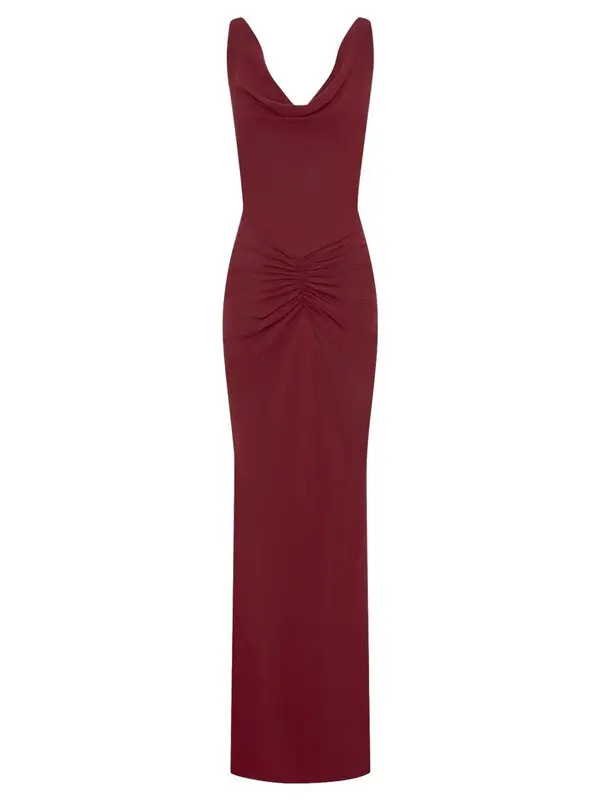 NICHOLAS Calia Cutout Cowl-neck Column Gown - Plum