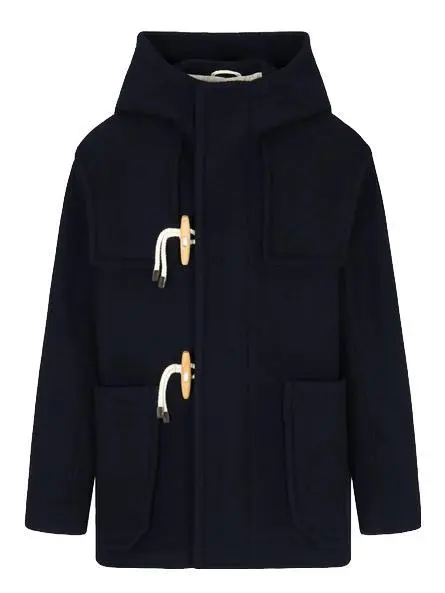 Emporio Armani Virgin-wool Cloth Duffle Coat - Navy