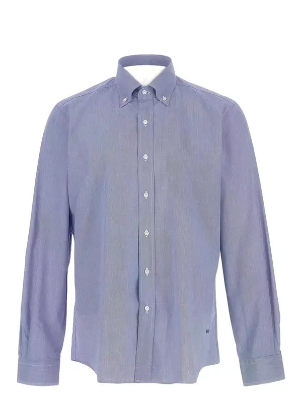 FAY Striped Cotton Shirt - Blue