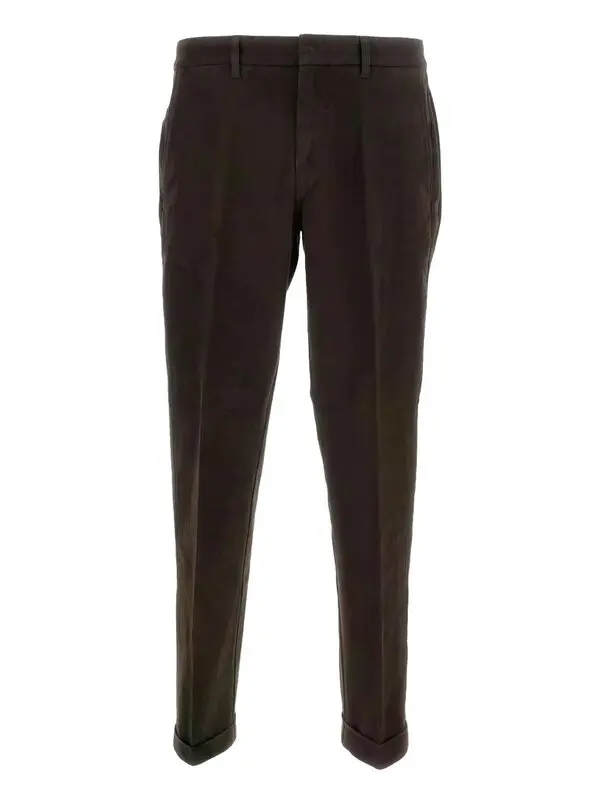 FAY Cuffed Cotton Trousers - Brown