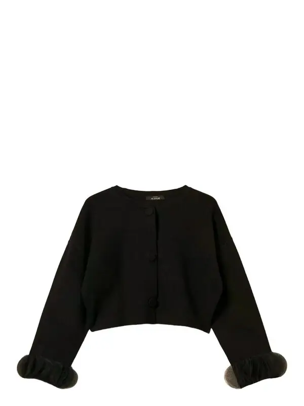 TWINSET Knit Jacket With Organza Cuffs - Black