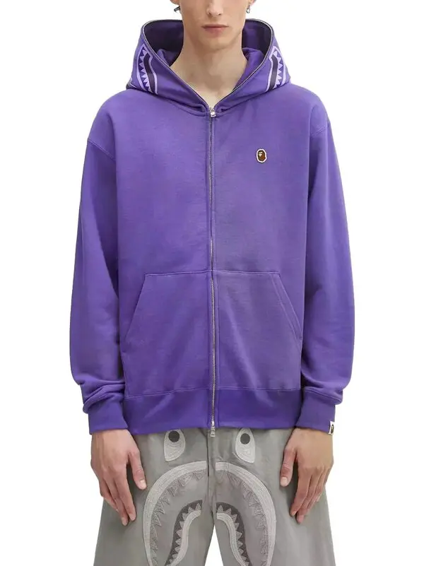 A BATHING APE Shark-hooded Zip-up Sweatshirt - Purple