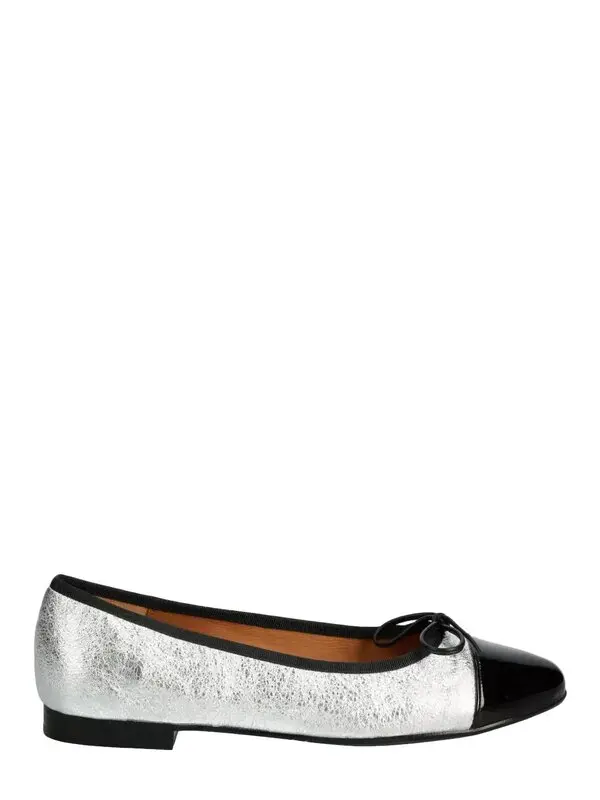 BILLI BI Metallic Bow Ballet Flats - Silver
