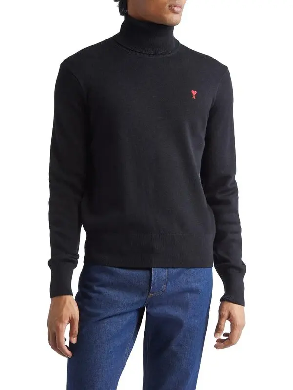 Ami De Coeur Merino Wool Turtleneck Sweater - Noir/rouge