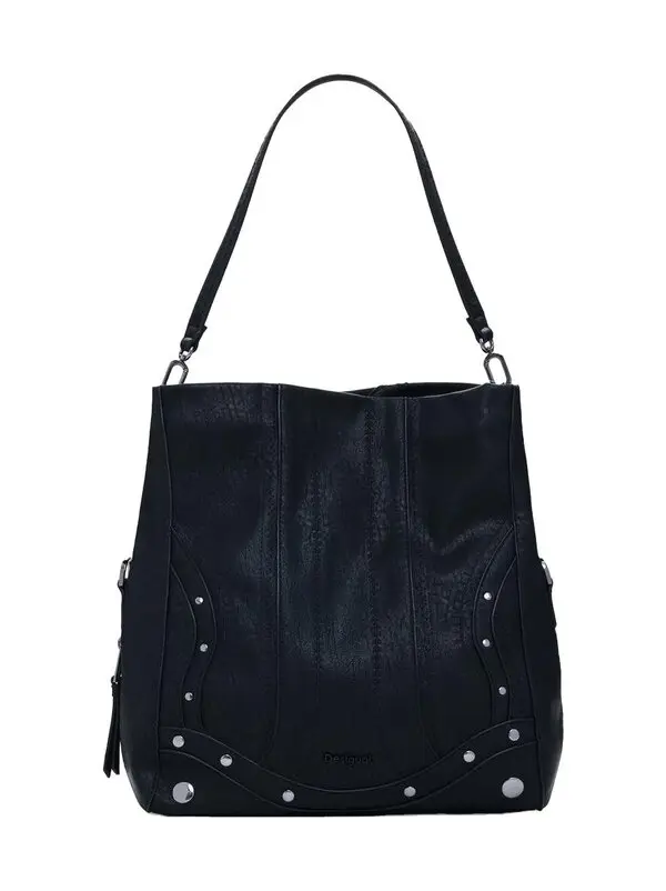 Desigual Embroidered Faux Leather Tote - Black
