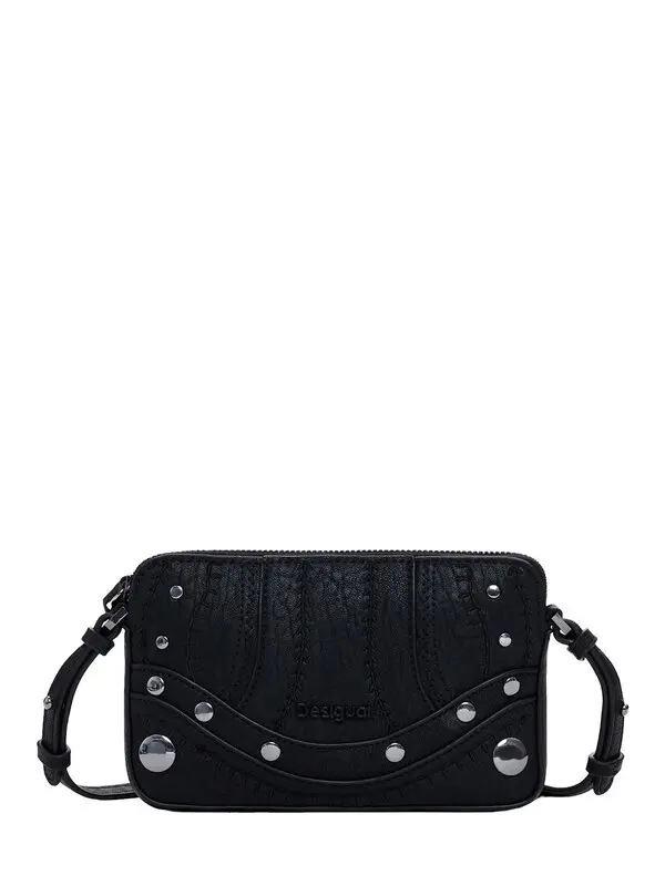Desigual Embroidered Faux Leather Crossbody Bag - Black
