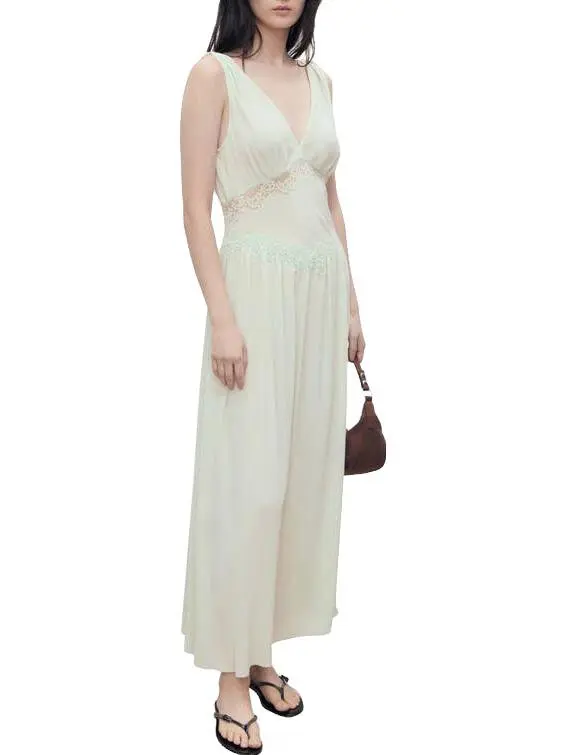 Mango Lace Trim Sleeveless Maxi Dress - Mint Green