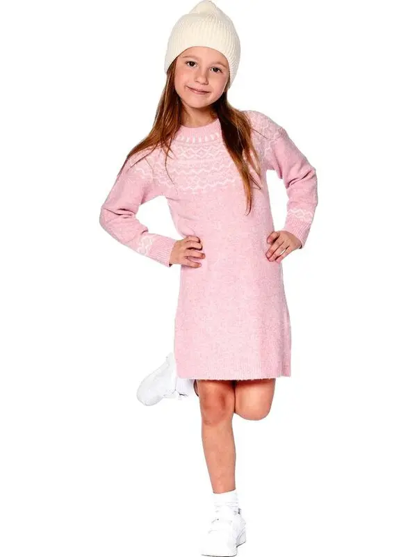 DEUX PAR DEUX Knitted Sweater Dress With Jacquard Pattern - Dusty Pink