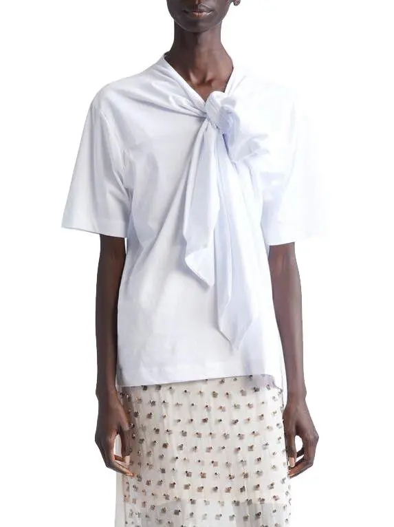 Dries Van Noten Hebitta Bow Neck Short Sleeve T-shirt - White