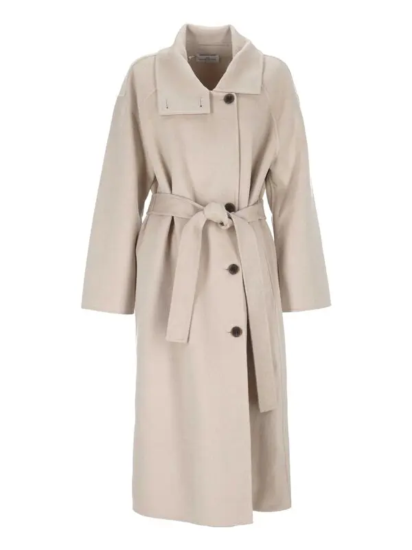 THE DYNAMIS STUDIO Long Wool Coat - Mother Of Pearl