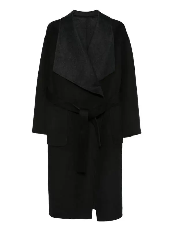 THE DYNAMIS STUDIO Wrap Coat With Self-tie Belt - Black