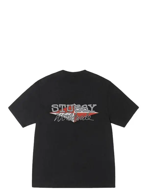 StÜssy Worldwide Diamond Pigment Dyed Tee Shirt - Black