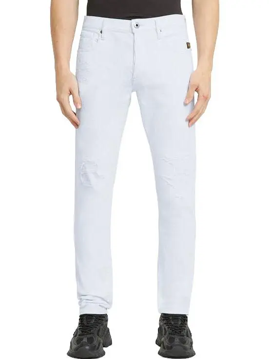 G-star Raw 3301 Slim Fit Jeans - Paper White Gd Destroyed