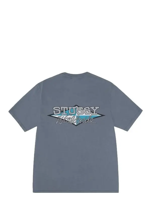 StÜssy Worldwide Diamond Pigment Dyed Tee Shirt - Navy Blue
