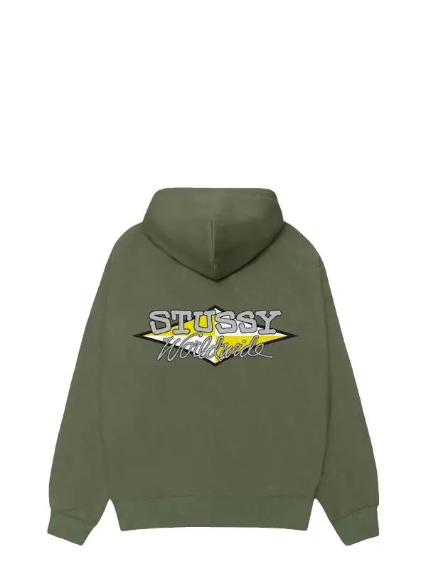 StÜssy Worldwide Diamond Hoodie - Olive