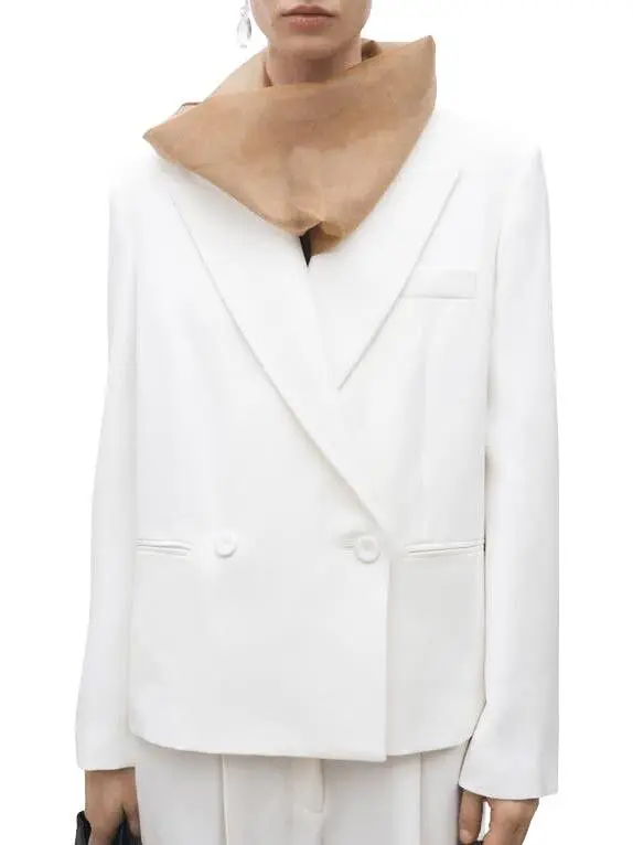 Mango Oversize Double Breasted Blazer - White