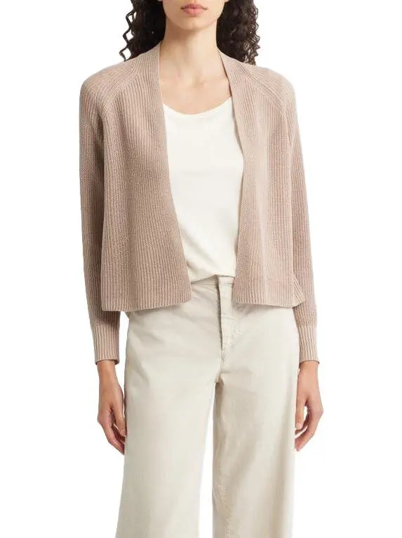 Eileen Fisher Organic Cotton & Silk Rib Cardigan - Wheat