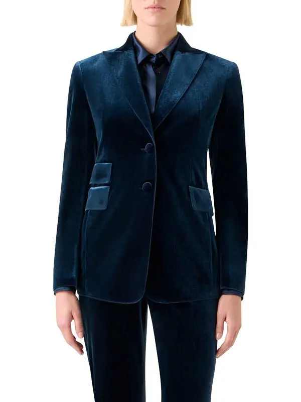 Akris Percival Velvet Neoprene Blazer - Denim Blue